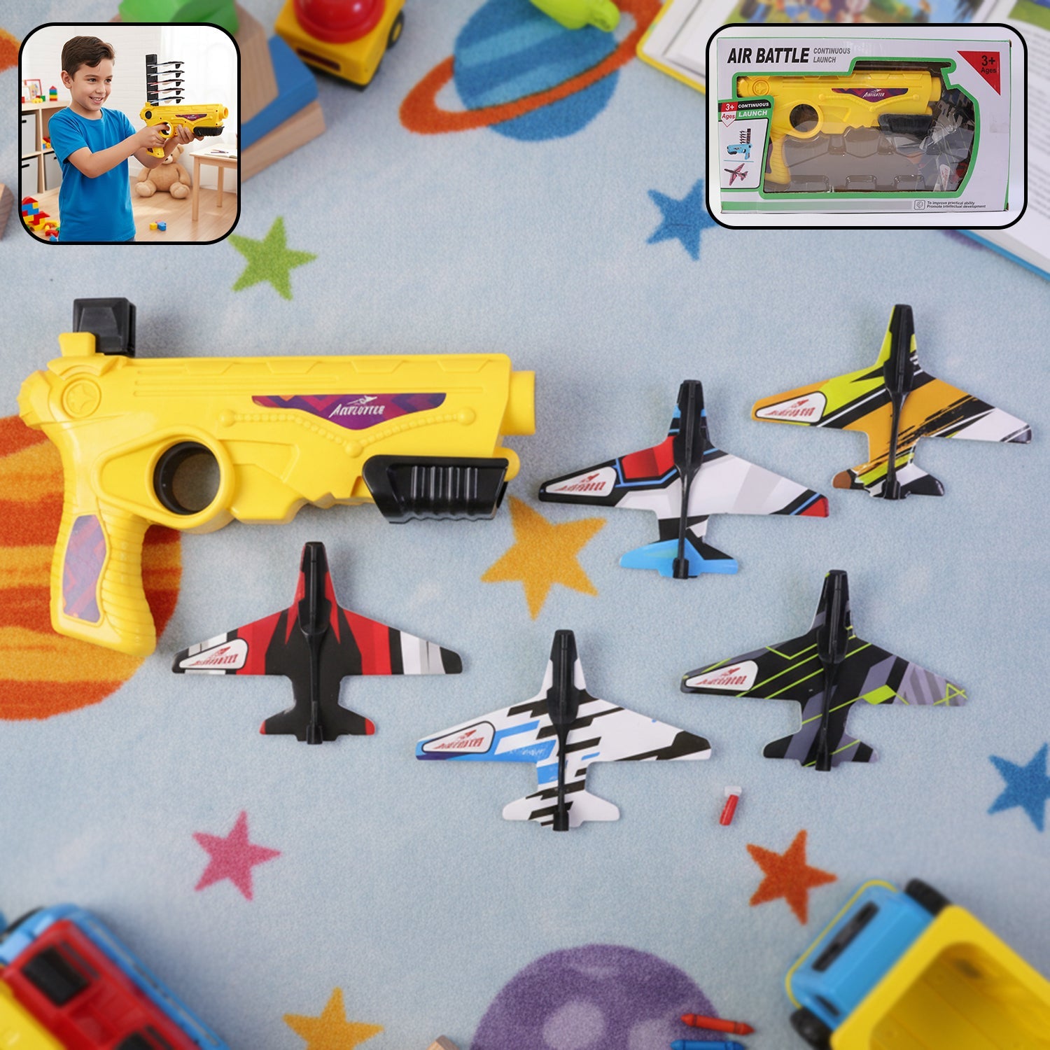 Air Battle Plane Launcher Gun Toy for Kids – Foam Glider Set (1 Set ...