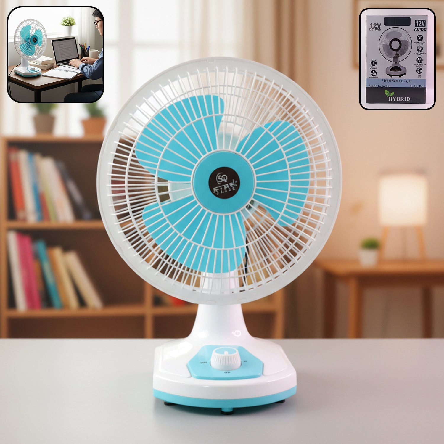 12V DC Table Fan with Adjustable Speed Control and High Speed Airflow ...
