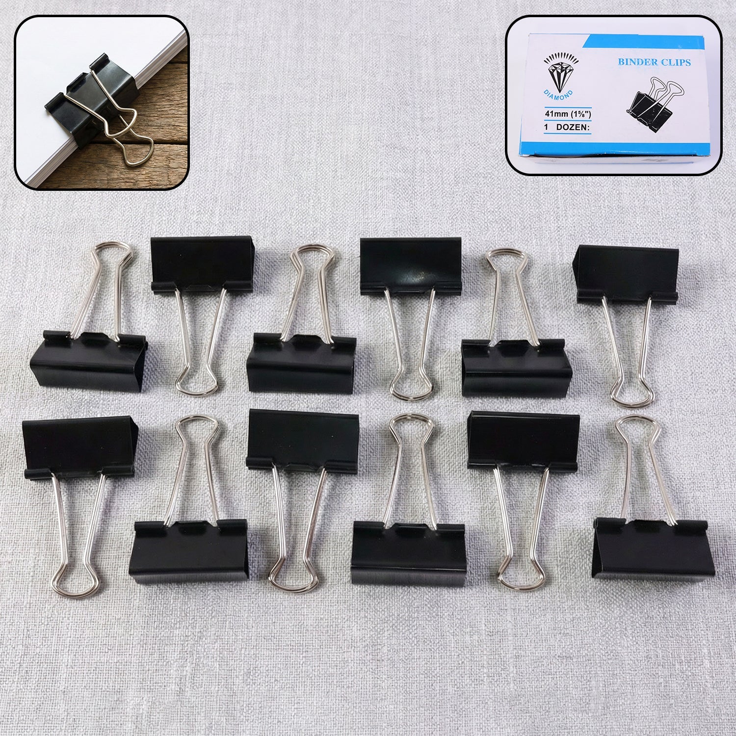 Extra Large Heavy-Duty Black Binder Clips Set (41 mm, 12 Pc ...