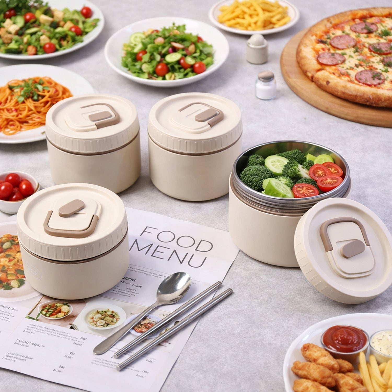 Bento Style Lunch Box Set with Multiple Containers & Carry Bag ...