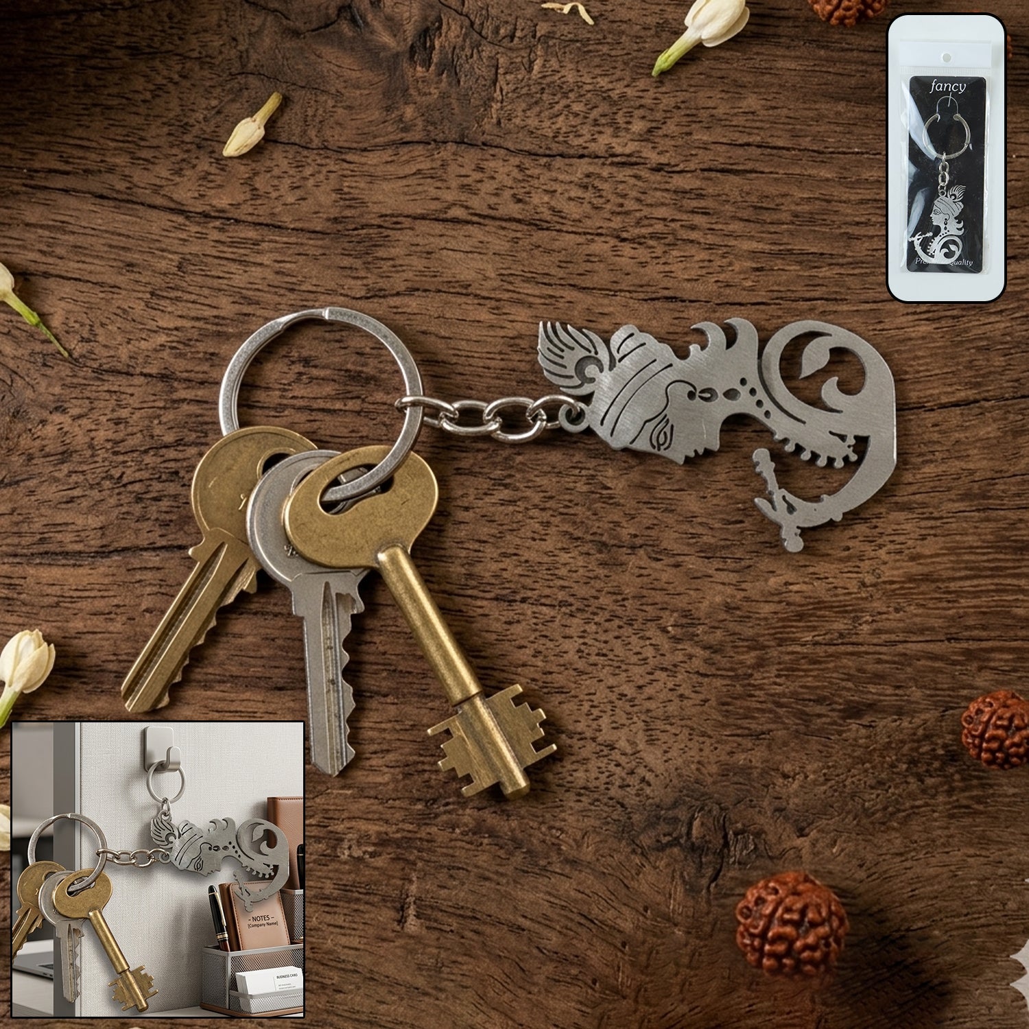 Premium Metal Krishna Face Keychain 1 Pc – gambitproduct.com