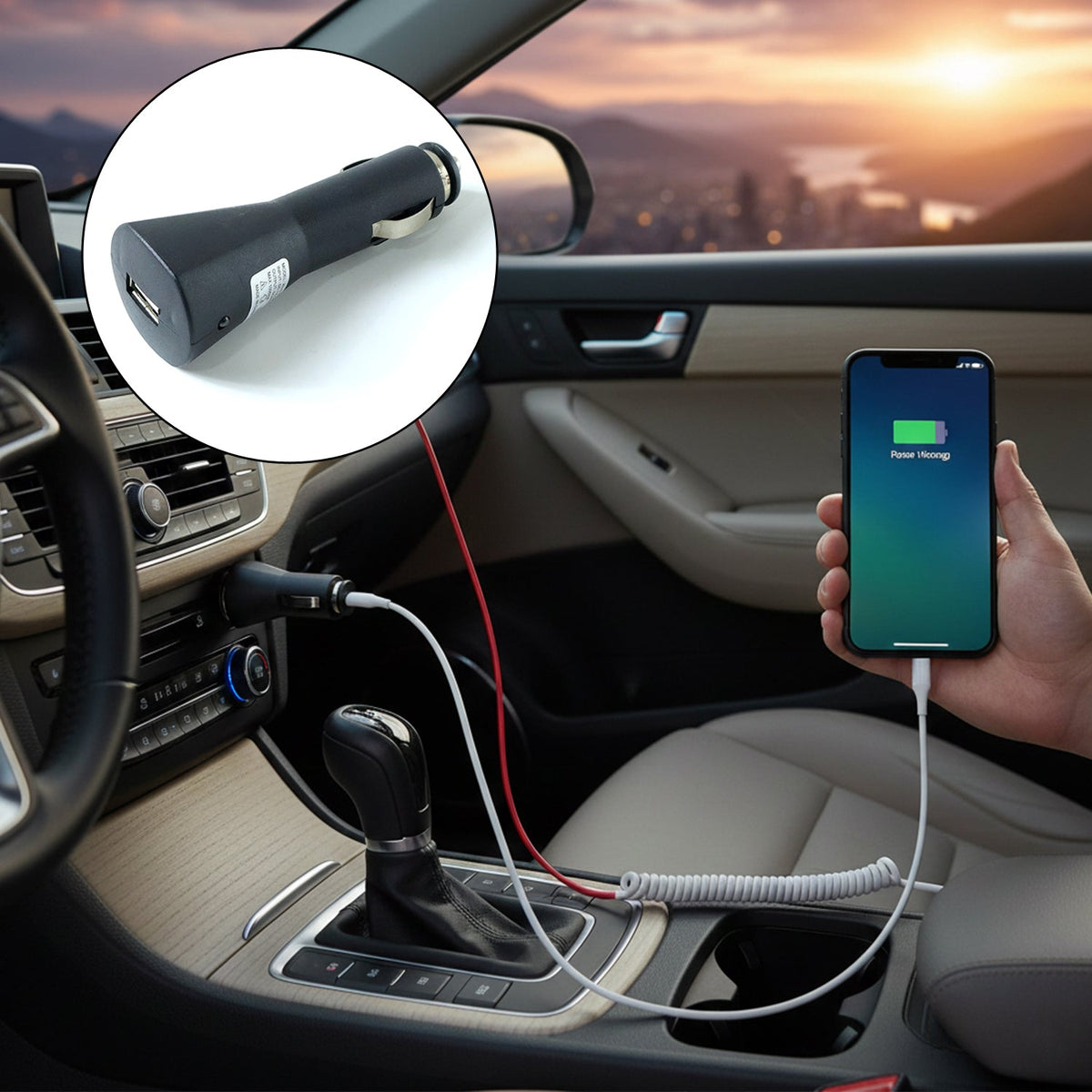 12V Single USB Car Charger Adapter for Mobile Charging (1 Pc ...