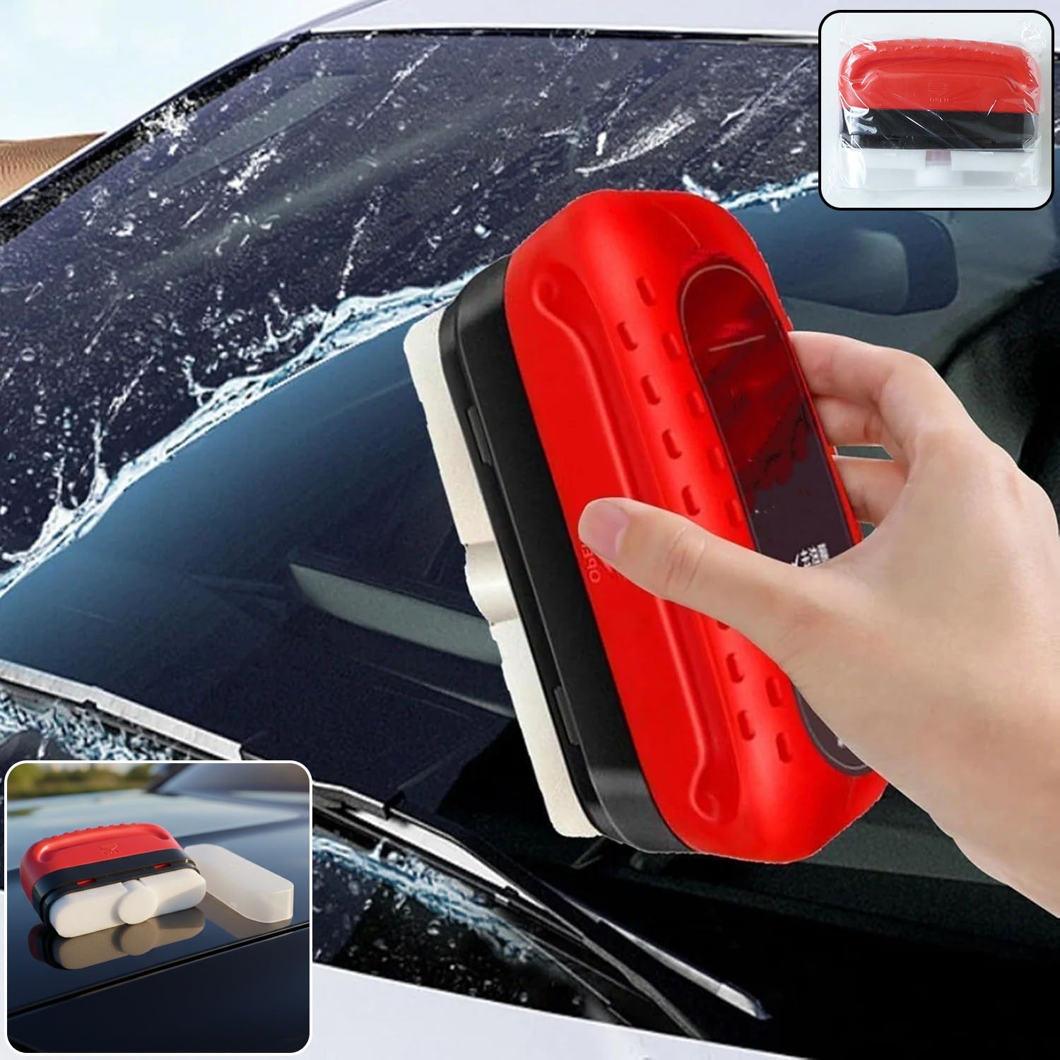 2 In 1 Car Windshield Water Wiper & Glass Cleaner Sponge, Liquid Not I ...