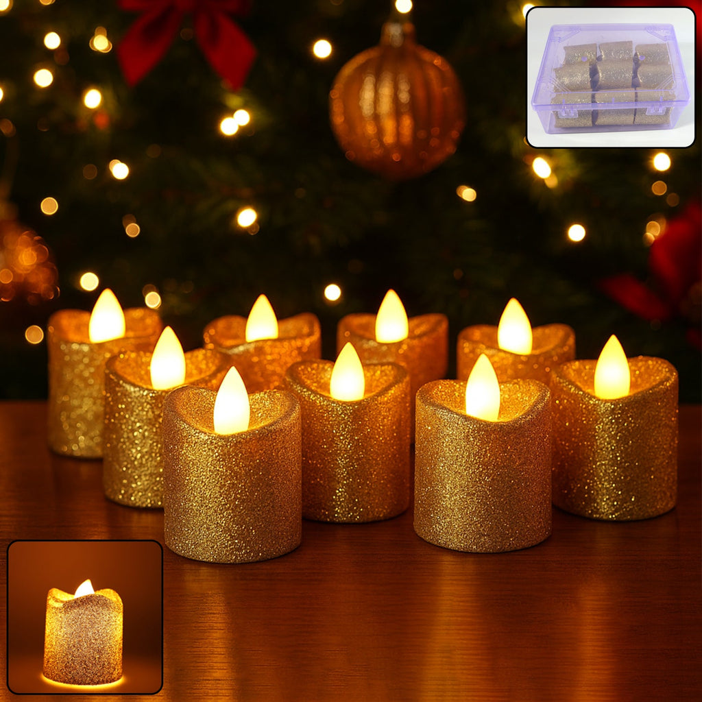 Christmas Premium Glitter LED Tealight Candles (9 Pc Set ...