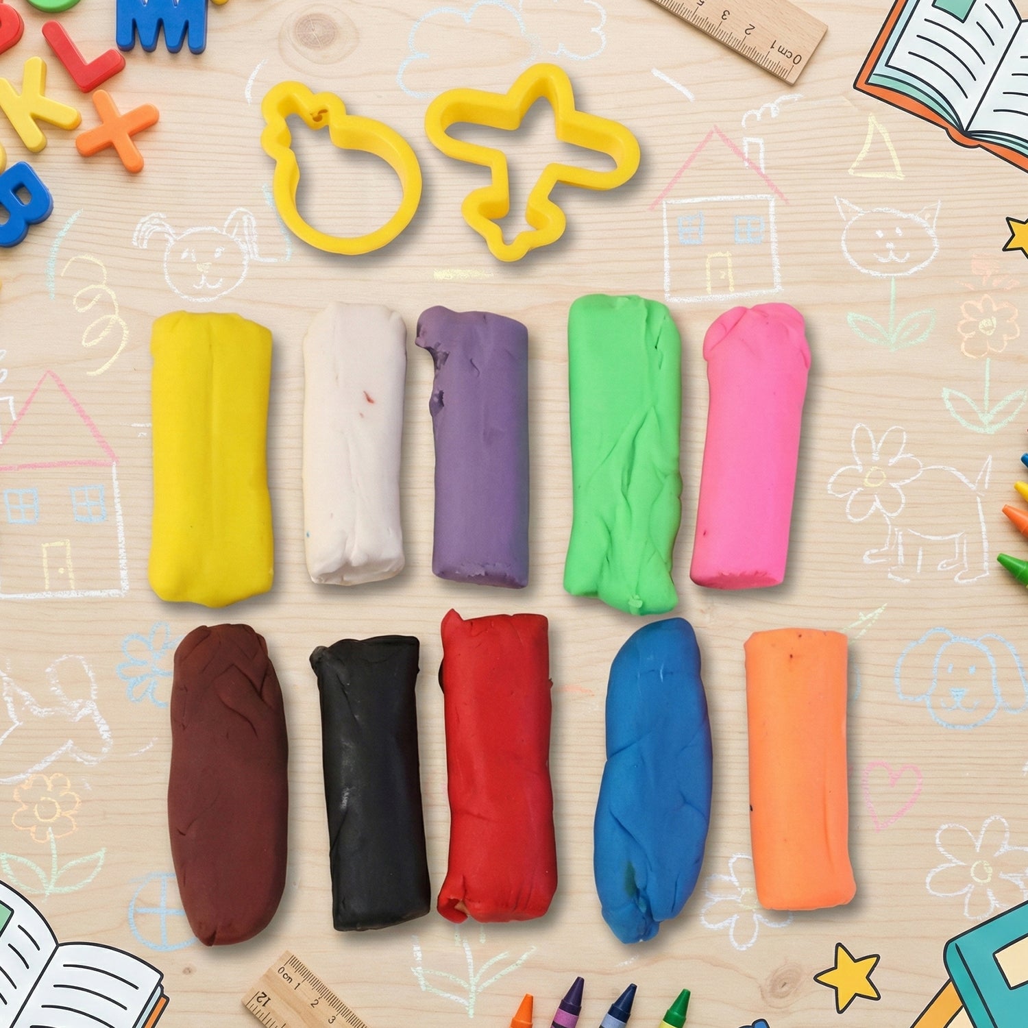 Frisky Dough Modelling Clay Set – 12 Multicolor Dough Sticks with Shap ...