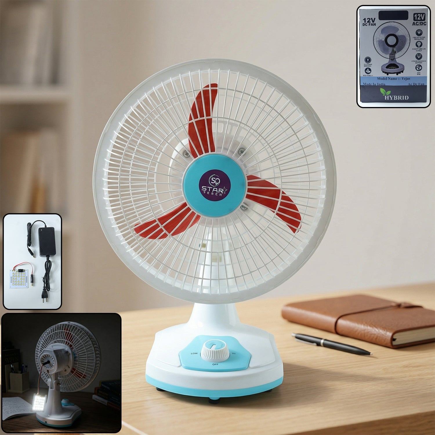 OMEGA 12V Rechargeable Table Fan with LED Light (1 Pc) – gambitproduct.com