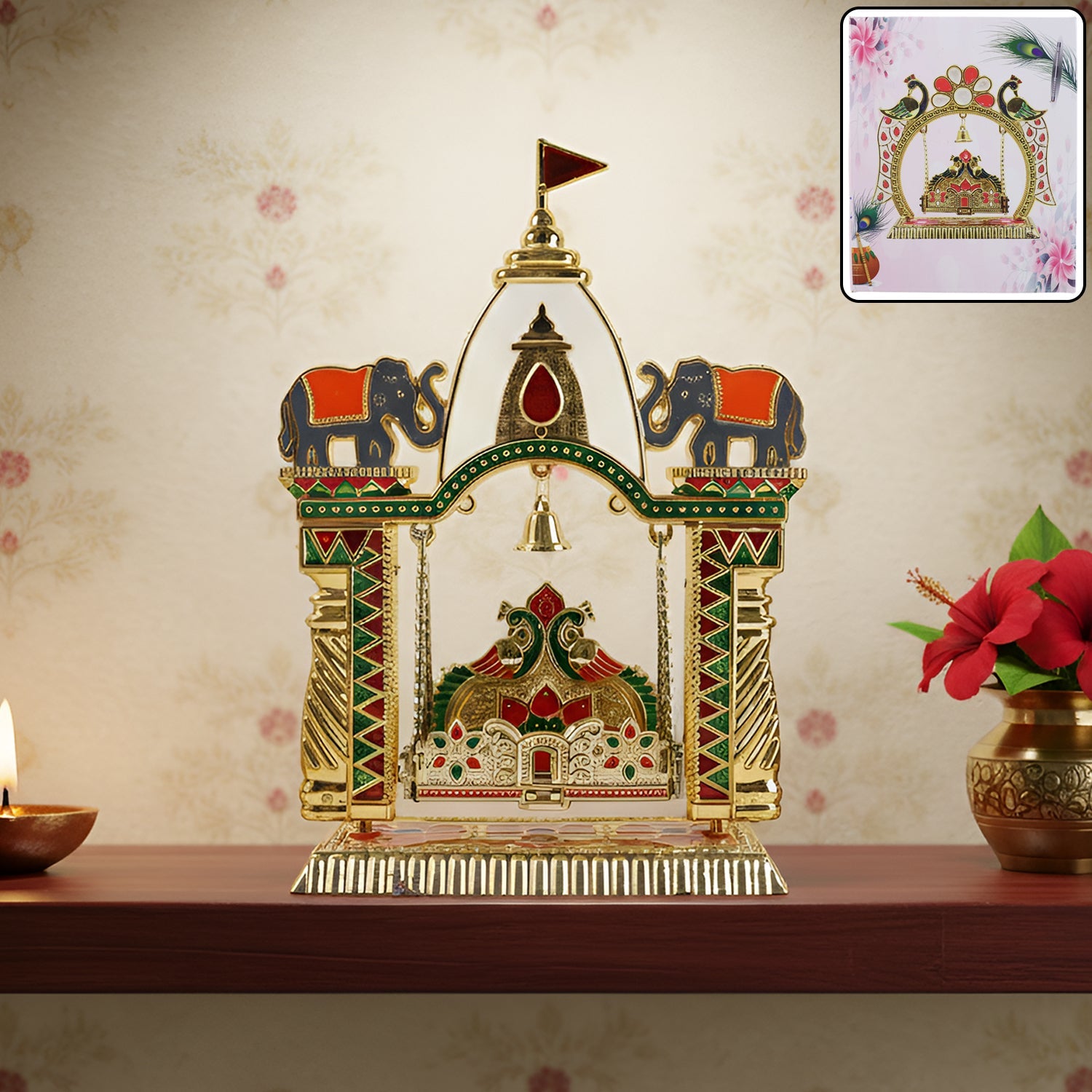 Traditional Decorative Pooja Jhula Mandir (1 Pc) – gambitproduct.com