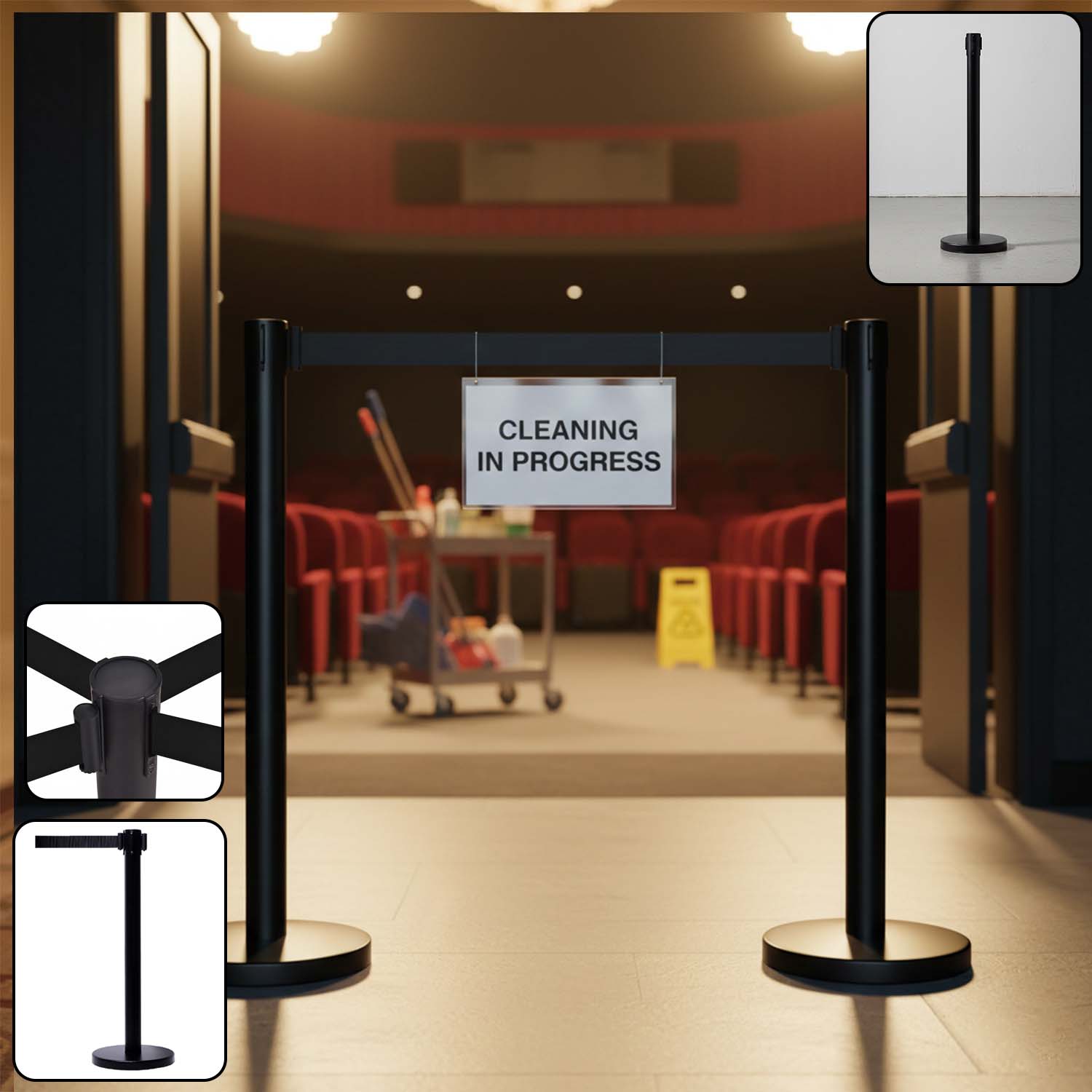 Heavy Duty Retractable Belt Crowd Control Pole with Sturdy Base – 1 Pc ...